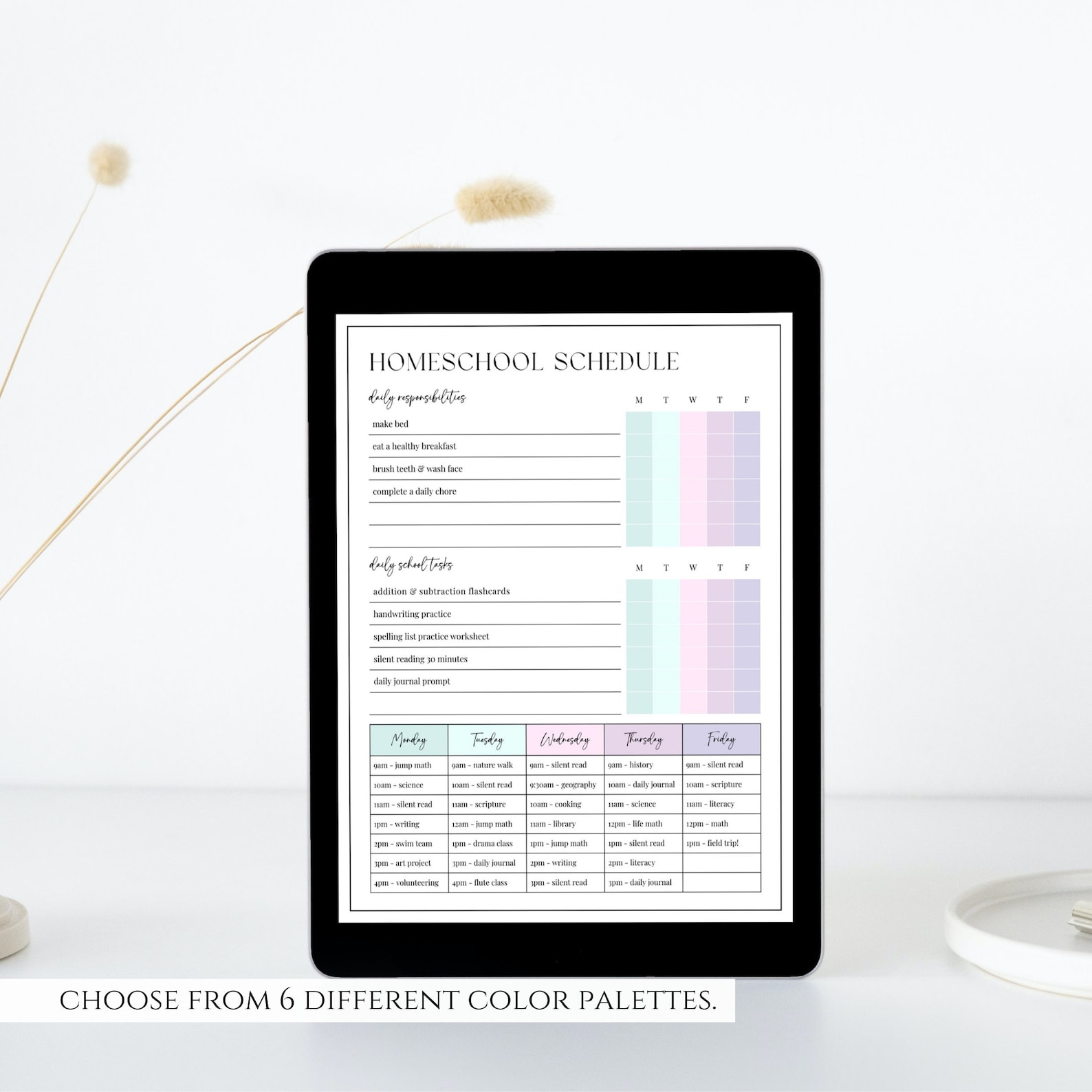 Editable Homeschool Checklist: Daily Schedule Template (canva & PDF) - Etsy