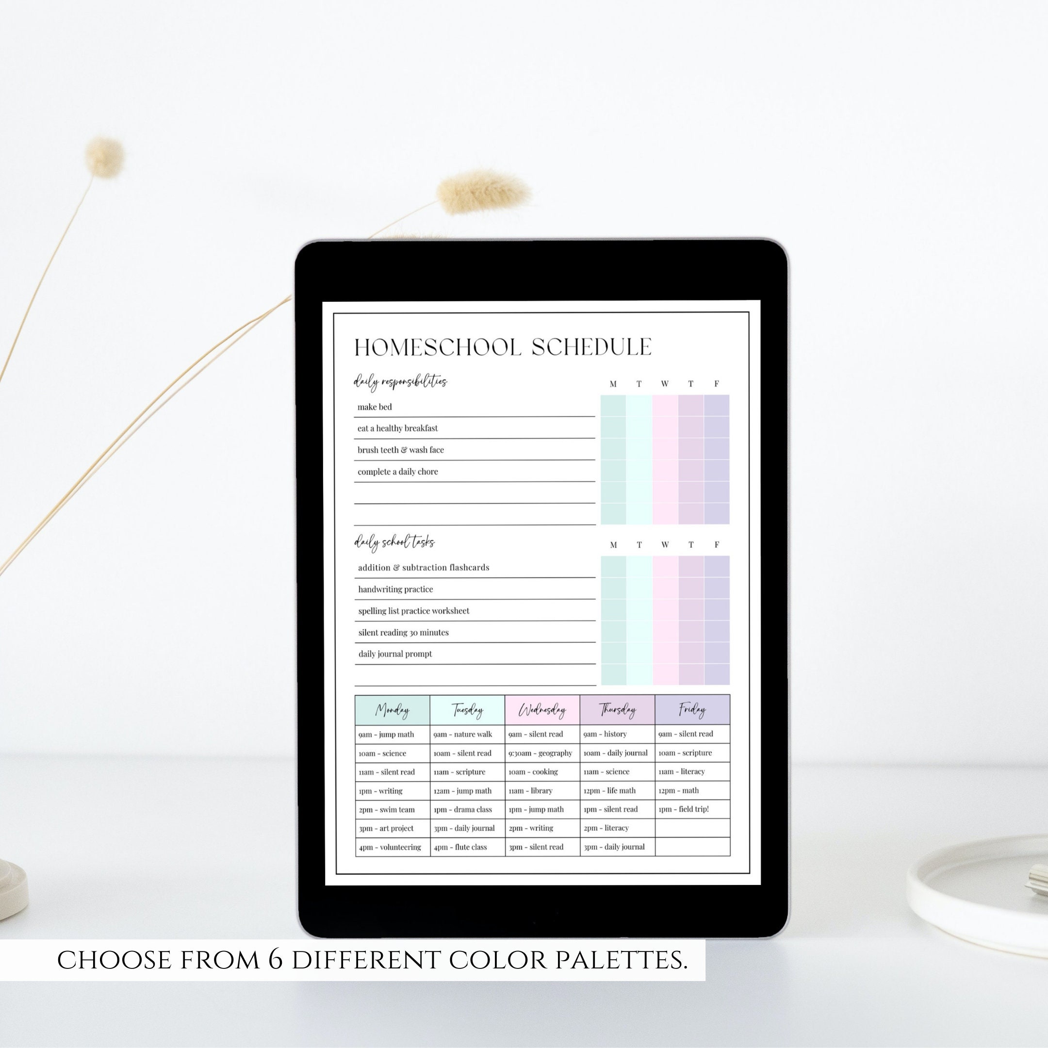 Editable Homeschool Checklist: Daily Schedule Template (canva Template ...