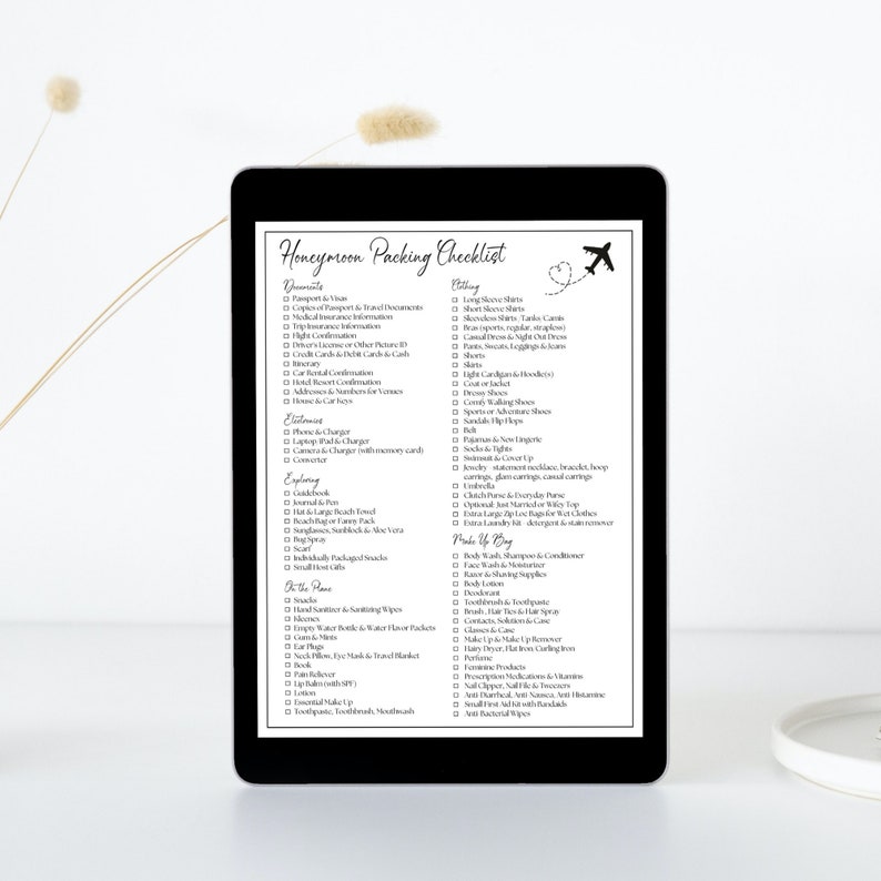 Editable Honeymoon Packing List Template Printable Honeymoon Planner
