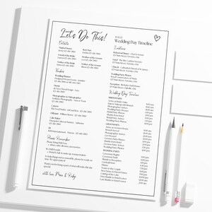 Editable Wedding Day Timeline Template, Printable Wedding Itinerary ...