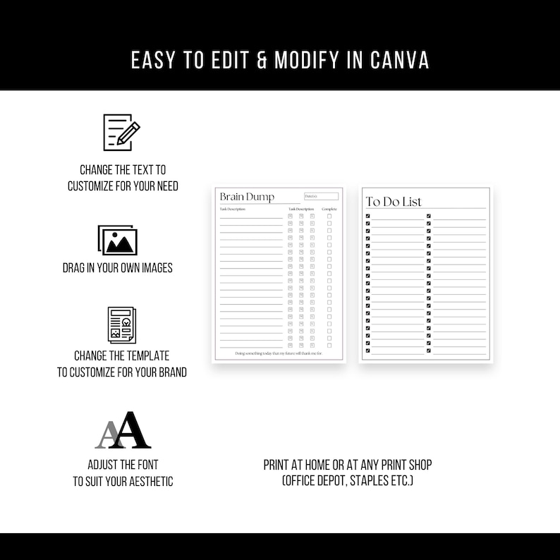 Editable ADHD Brain Dump Printable, ADHD Planner, to Do List Template ...