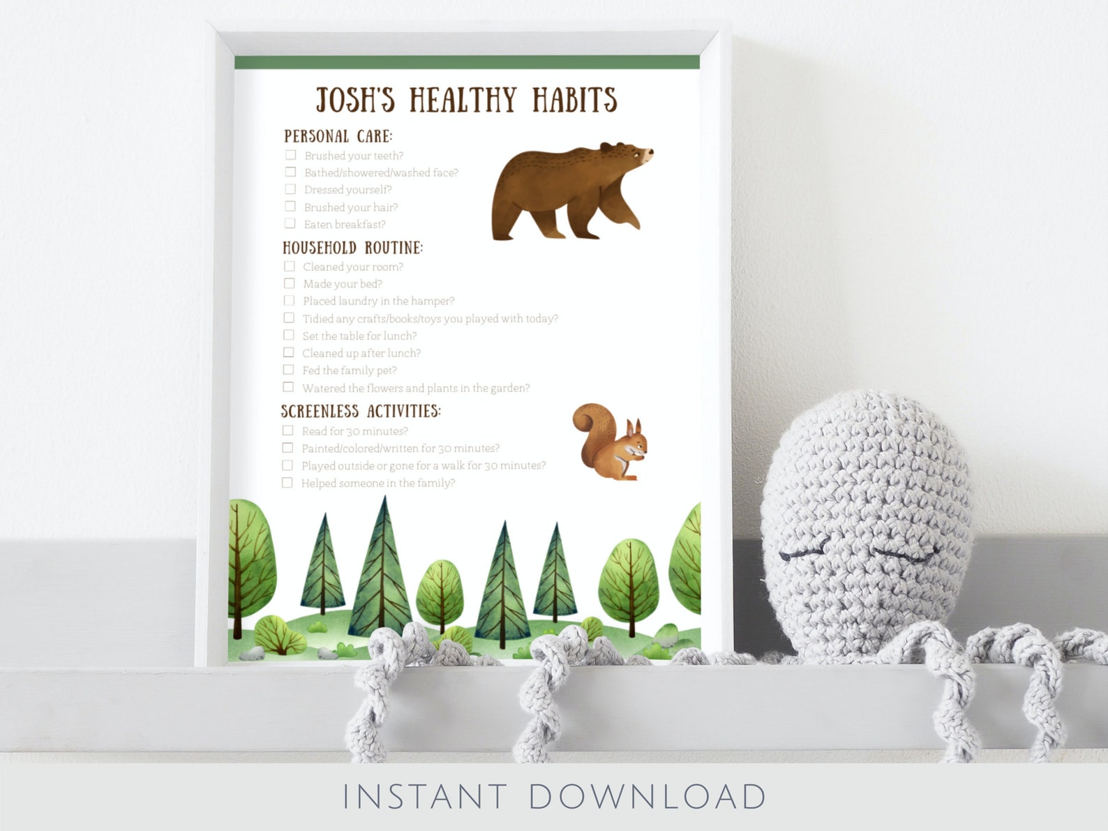 Kids Chore and Activity Chart Chore Chart Printable Editable - Etsy