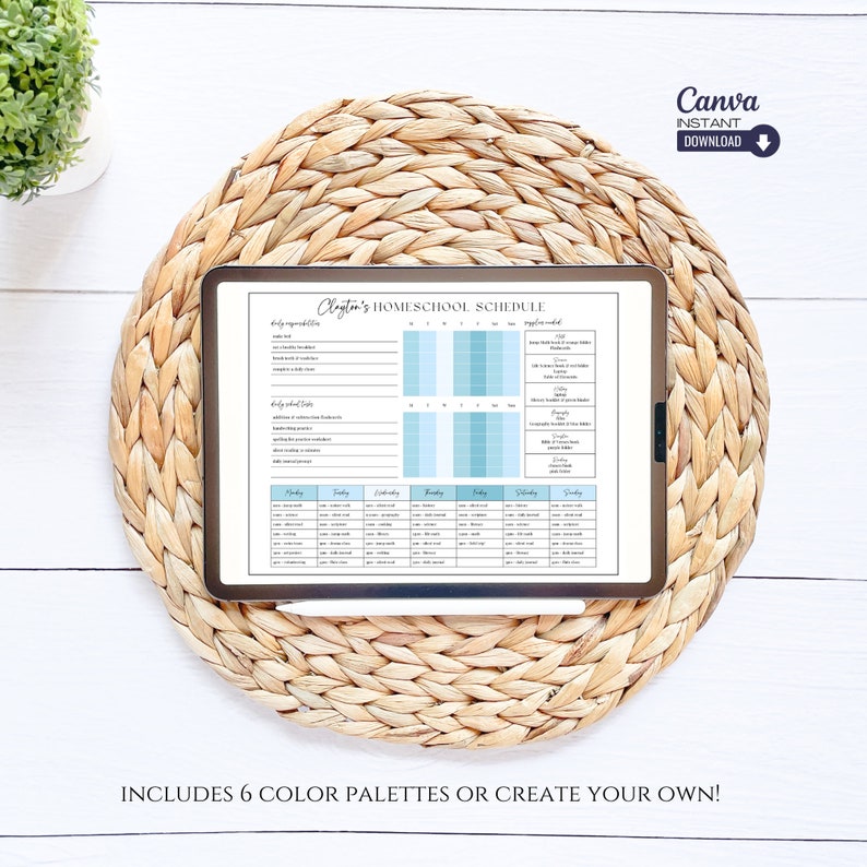 Editable Homeschool Checklist: Daily Schedule Template (canva Template ...