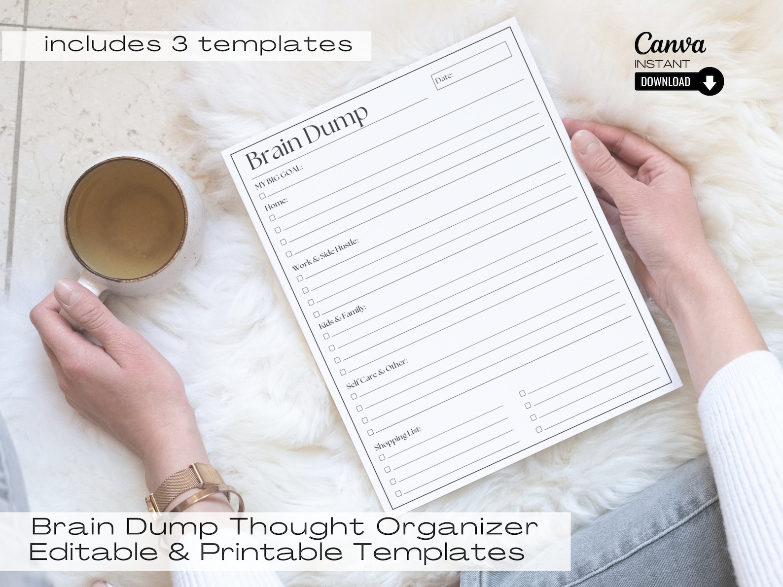 Editable ADHD Brain Dump Printable ADHD Planner to Do List - Etsy