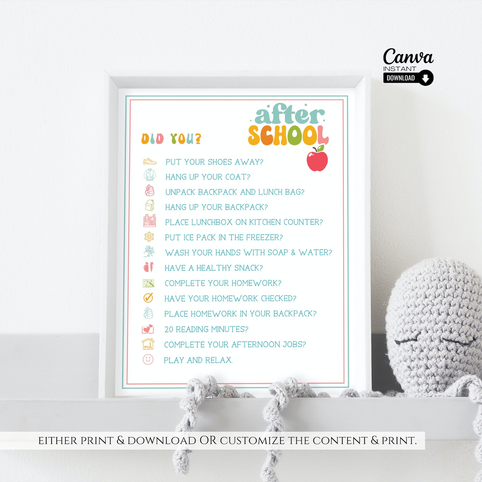 Printable After School Checklist, Editable After School Responsibility ...