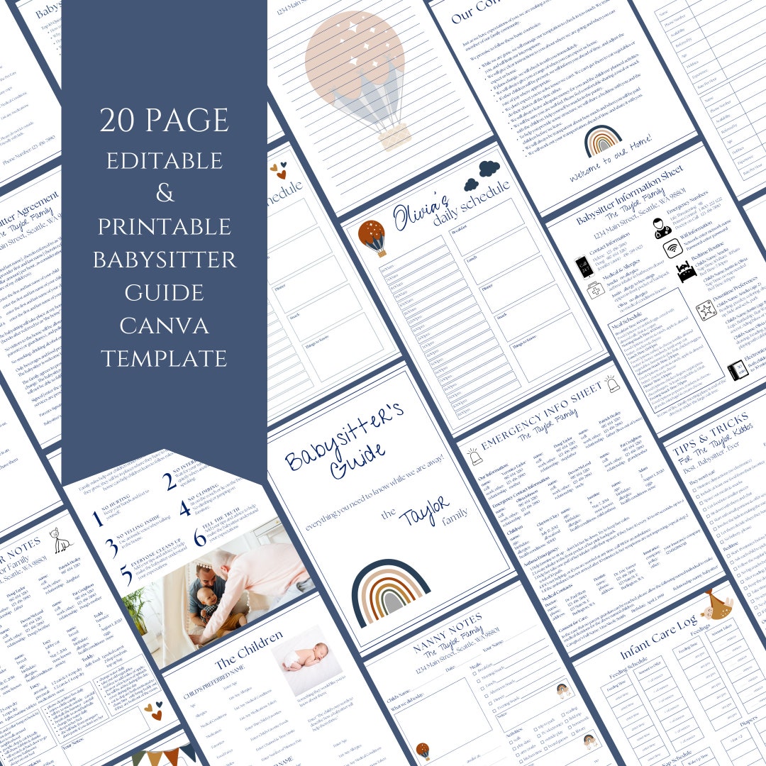 Editable Babysitter Planner, Printable Babysitter Guide, Nanny Notes ...