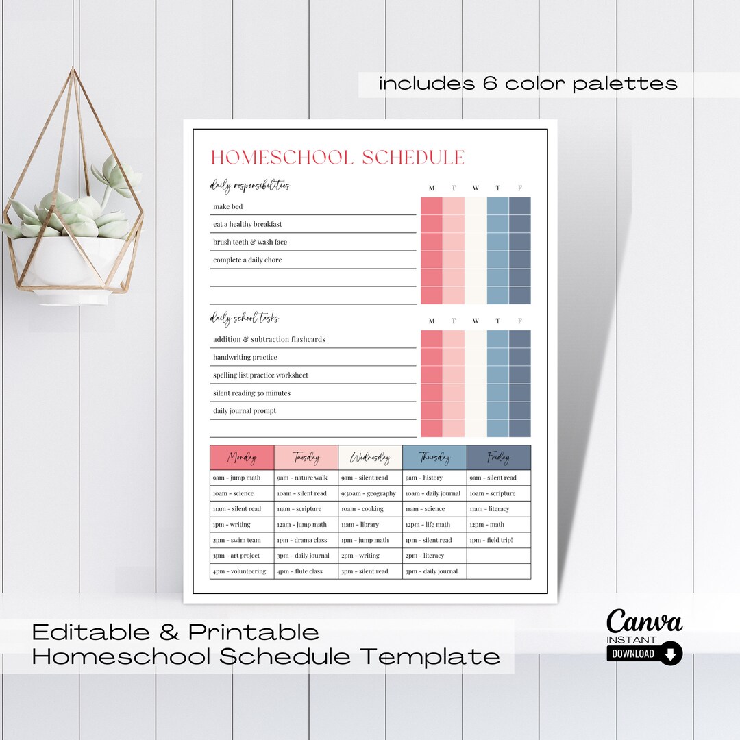 Editable Homeschool Checklist Printable Daily Schedule for - Etsy