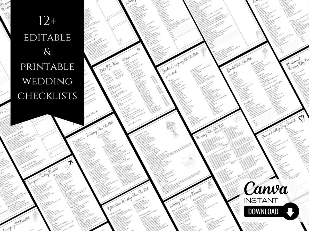 Editable Wedding Checklist Templates Printable Wedding - Etsy