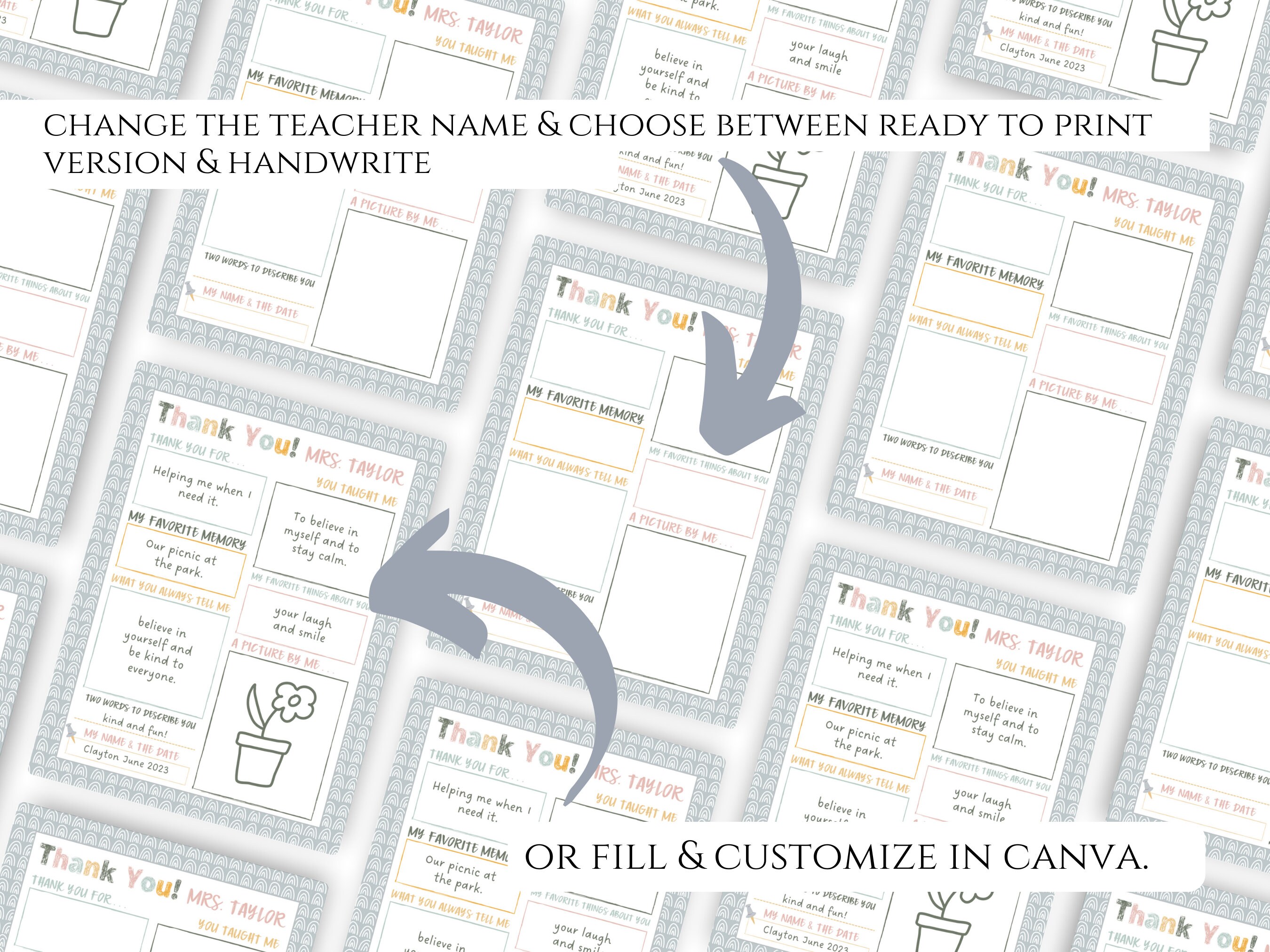 Printable Teacher Appreciation Gift, Editable All About Teacher ...