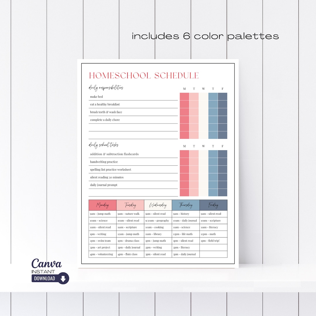 Editable Homeschool Checklist, Printable Daily Schedule for Kids, Home ...