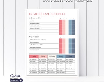 Homeschool Daily Schedule Printable Checklist Template Editable Kids ...