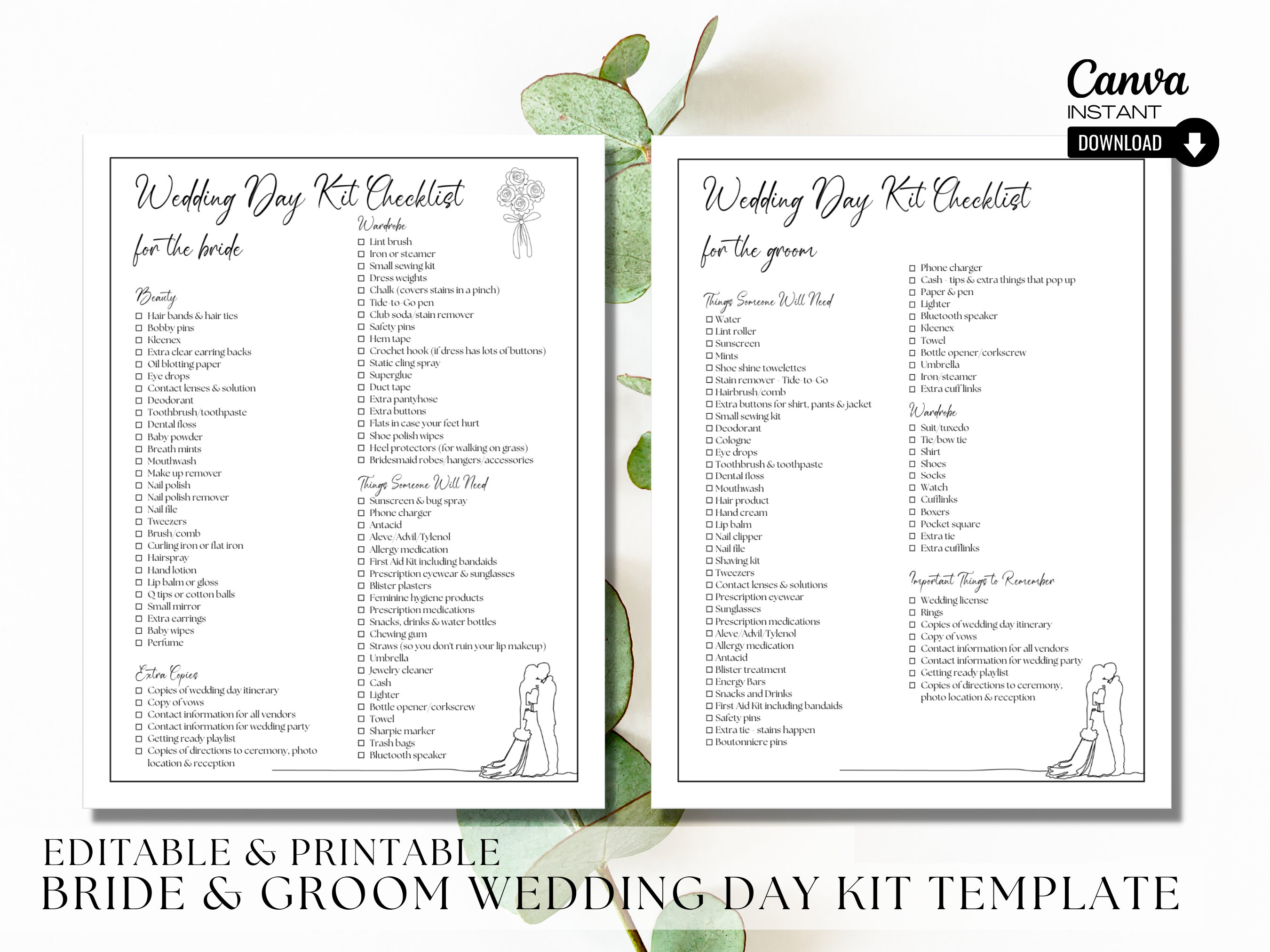 Editable Wedding Day Checklist Printable Wedding Day - Etsy Ireland