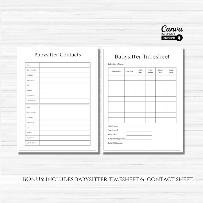 Nanny Notes Printable, Editable Babysitter Notes Form, Nanny Log ...