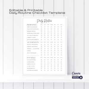 Editable Daily Routine Checklist: Printable Habit Tracker (digital ...