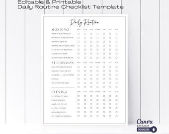 Editable Daily Routine Checklist Template, Printable Daily Routine ...