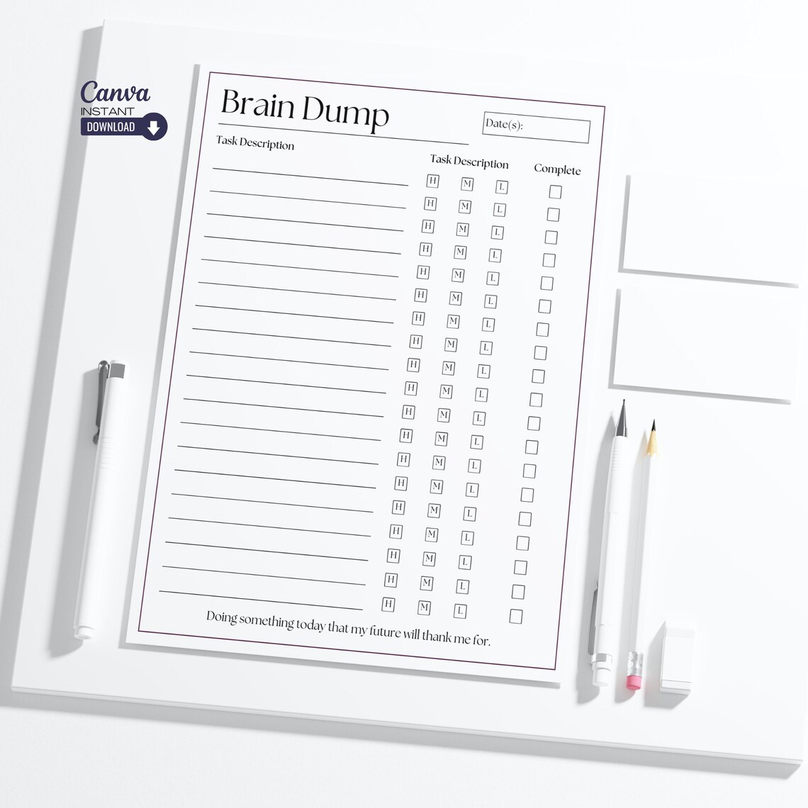 Editable ADHD Brain Dump Printable, ADHD Planner, to Do List Template ...