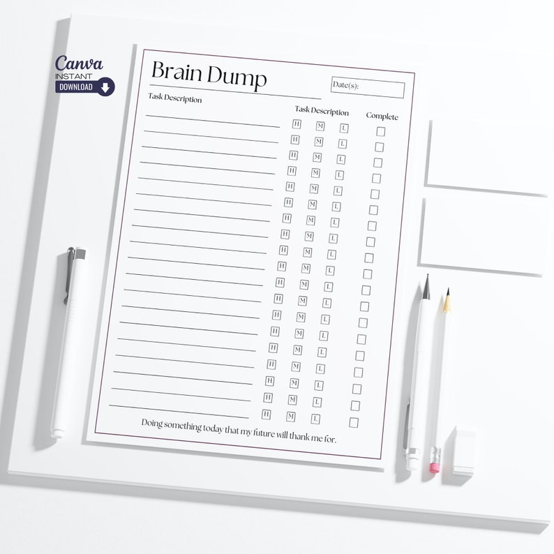 Editable ADHD Brain Dump Printable, ADHD Planner, to Do List Template ...