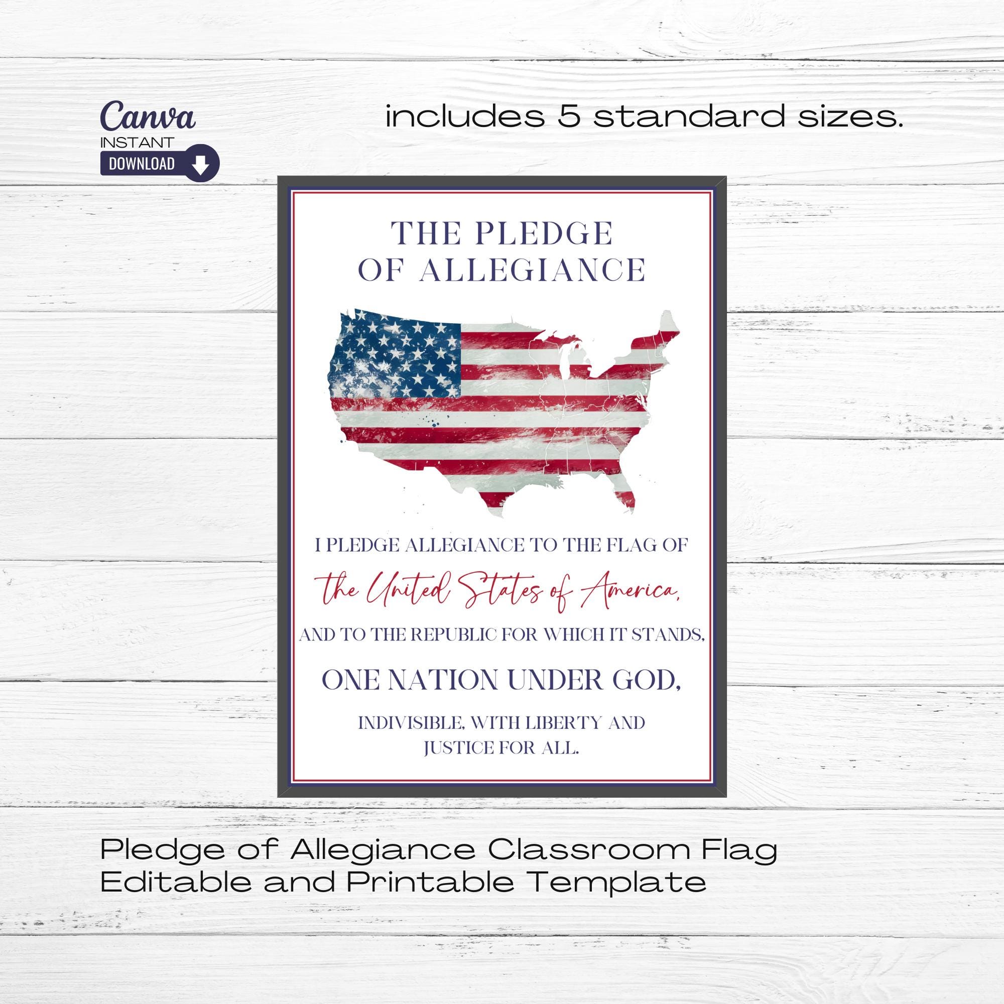 Pledge of Allegiance Classroom Poster: American Flag Printable (digital ...
