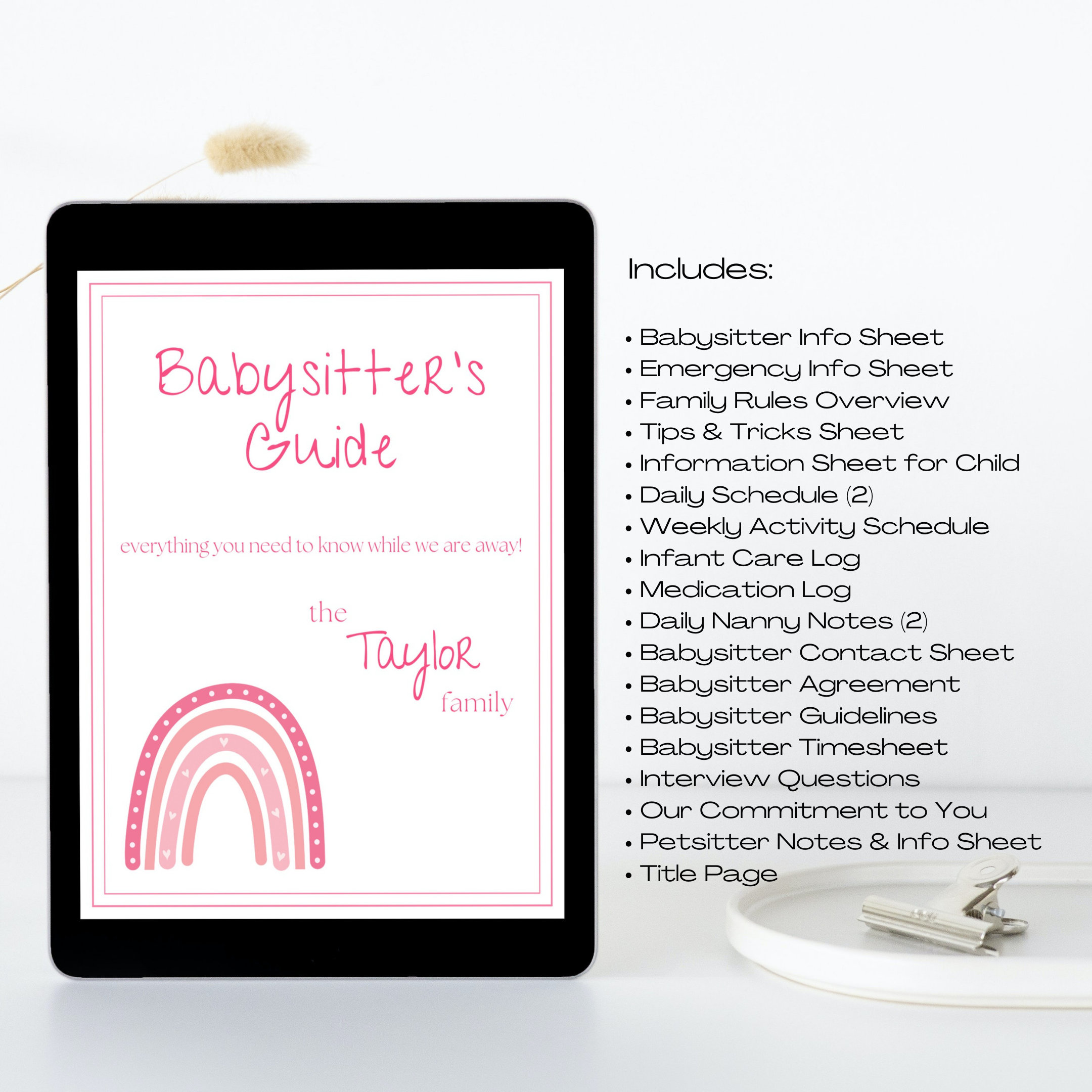 Editable Babysitter Planner, Printable Babysitter Guide, Nanny Notes ...