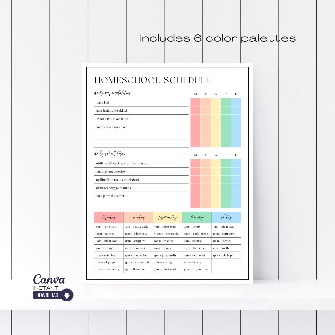 Editable Homeschool Checklist, Printable Daily Schedule for Kids, Home ...