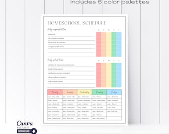 Homeschool Checklist, Printable Daily Schedule for Kids, Home School ...