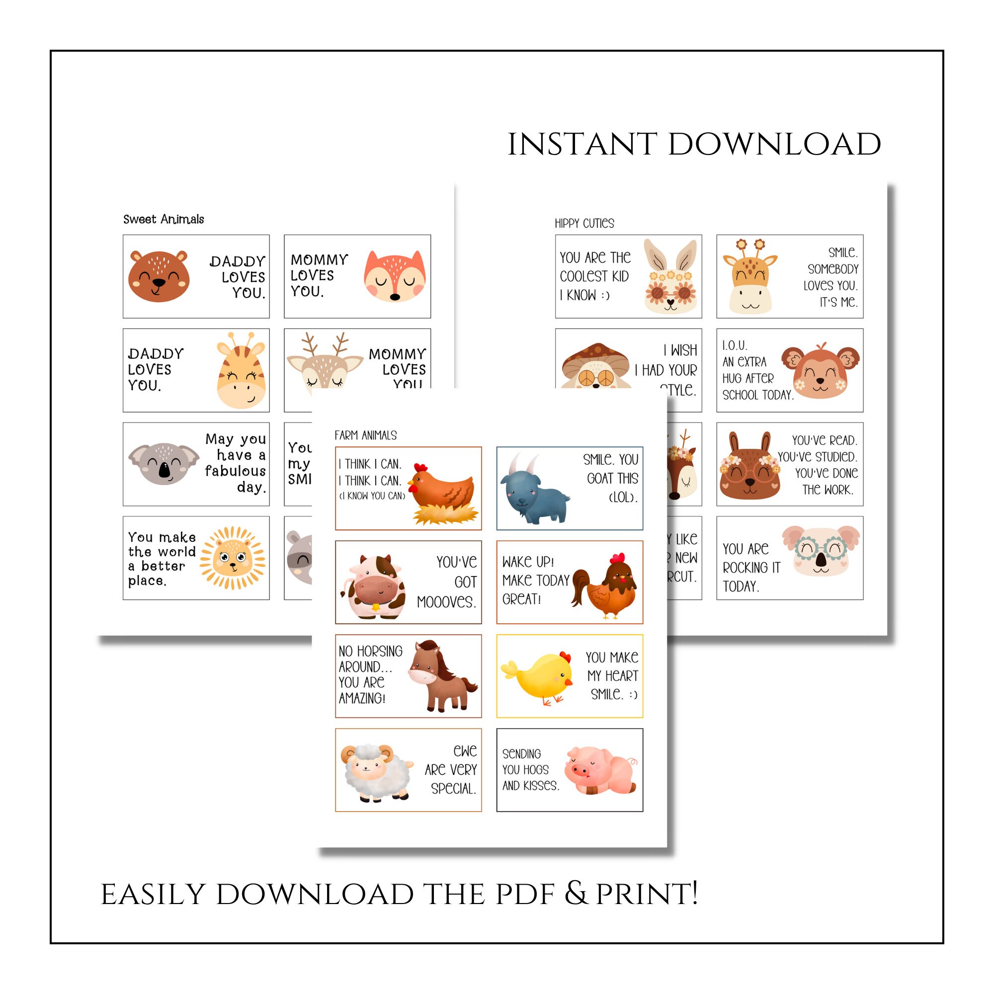 Editable Lunch Box Notes Template, Printable Kids Positive Affirmation ...