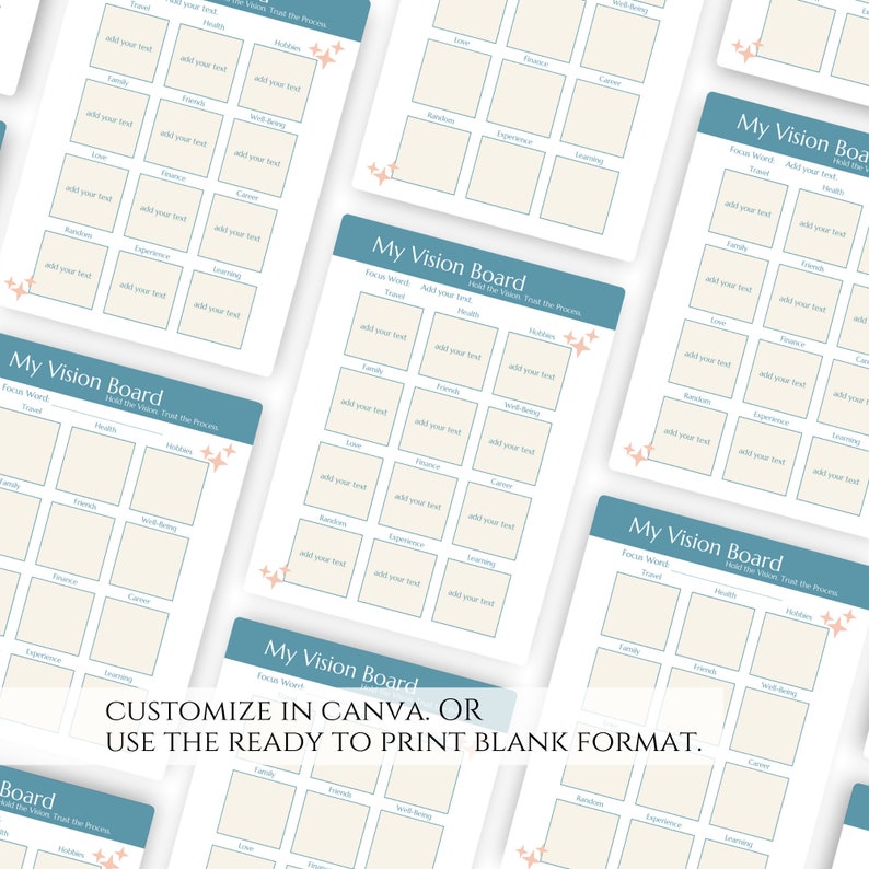 Editable Vision Board Template, Printable Vision Board, Digital Vision ...