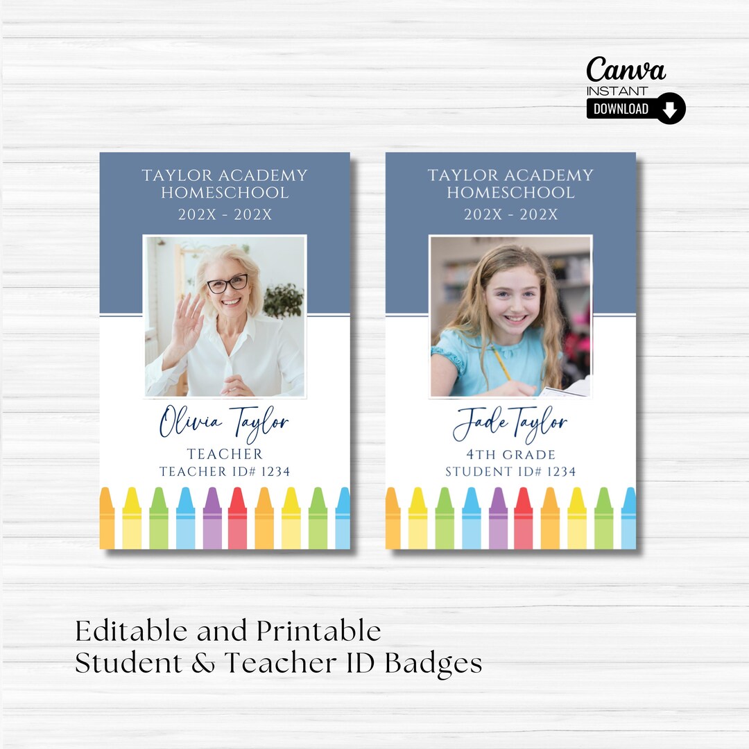 Editable Homeschool Teacher & Student ID Card Template (digital ...