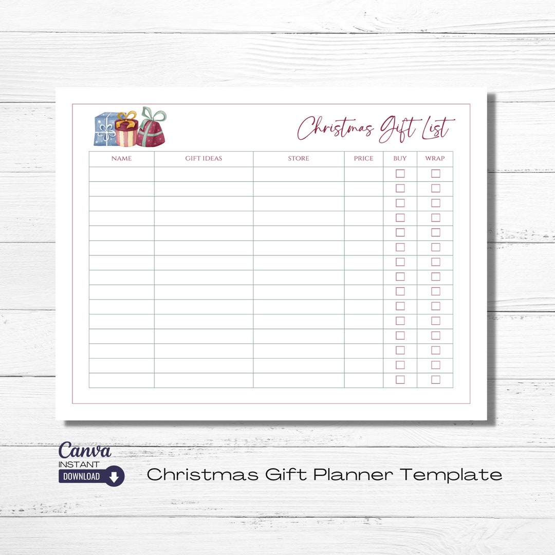 Editable Christmas Gift Planner Fillable Template, Printable Holiday ...