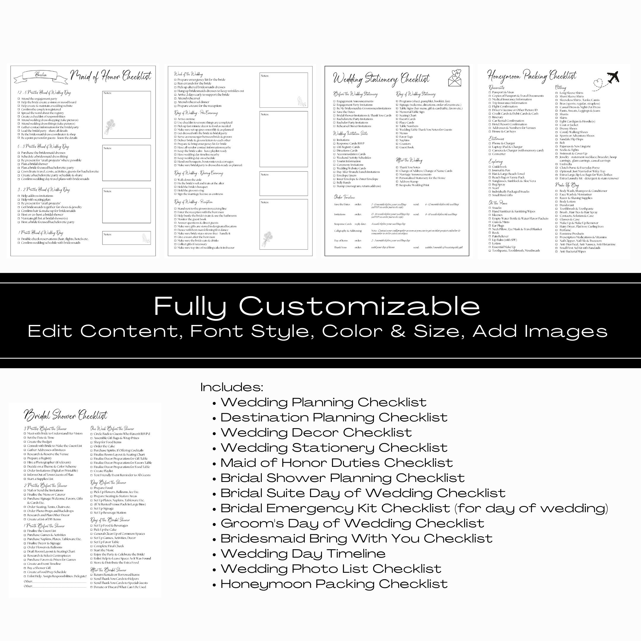 Editable Wedding Checklist Templates, Printable Wedding Planning ...