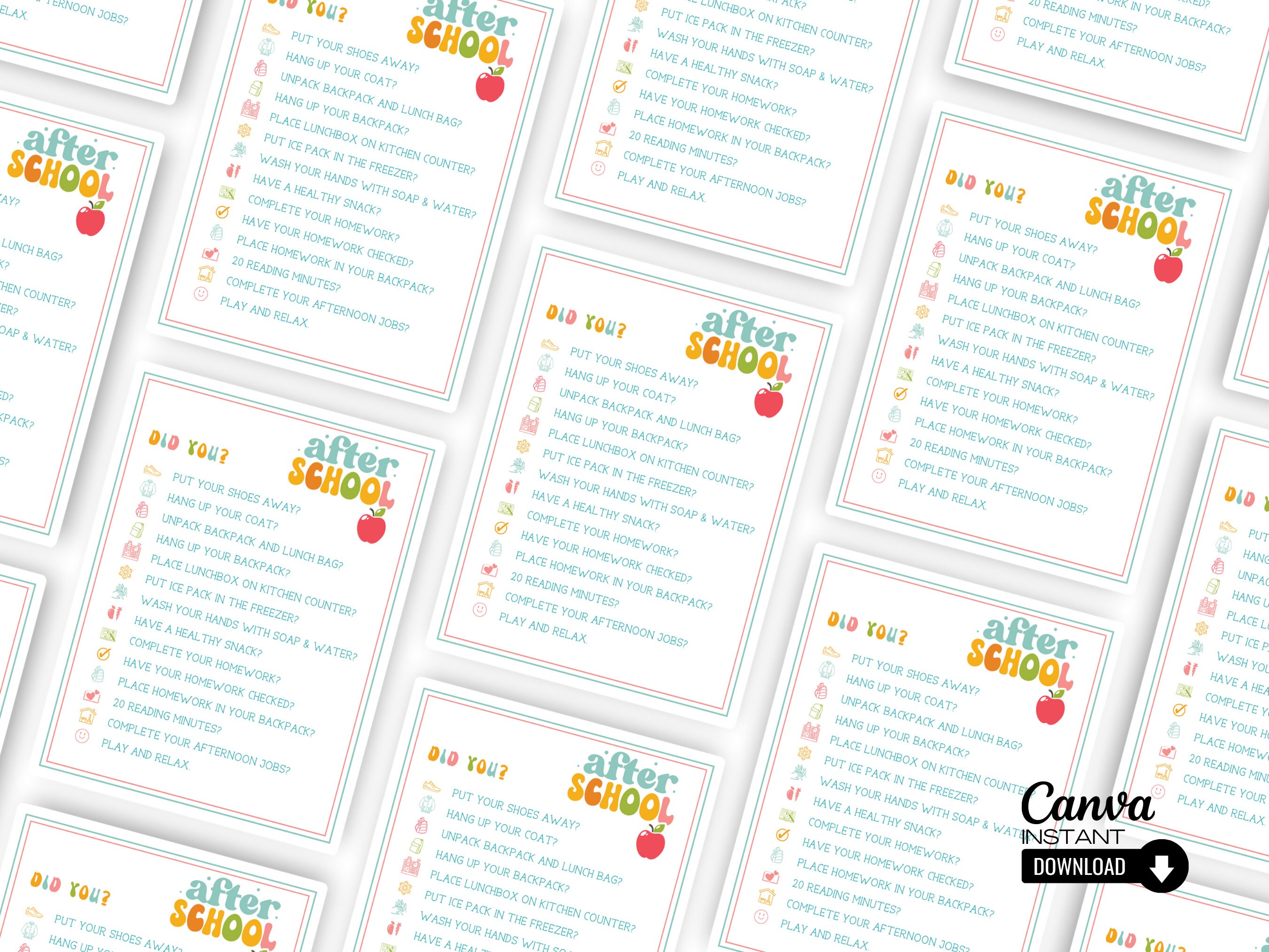 Printable After School Checklist Editable After School - Etsy