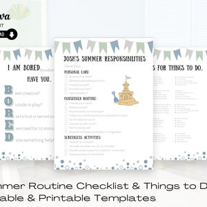 Kids Summer Chore and Activity Chart Summer Rules Printable | Etsy