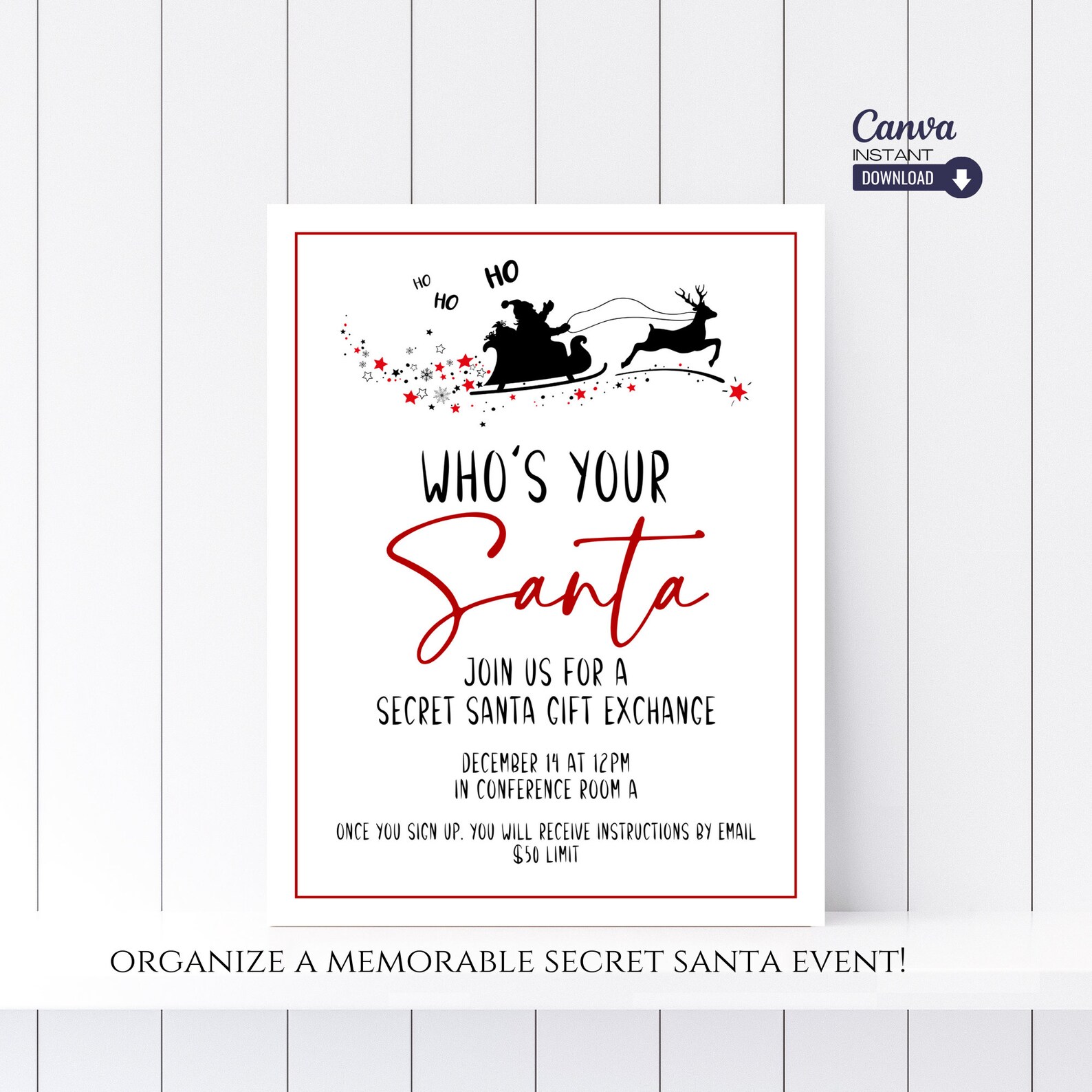 Editable Secret Santa Gift Exchange Templates, Printable Christmas Gift ...