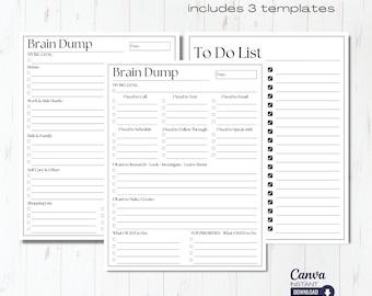Editable ADHD Brain Dump Printable, ADHD Planner, to Do List Template ...