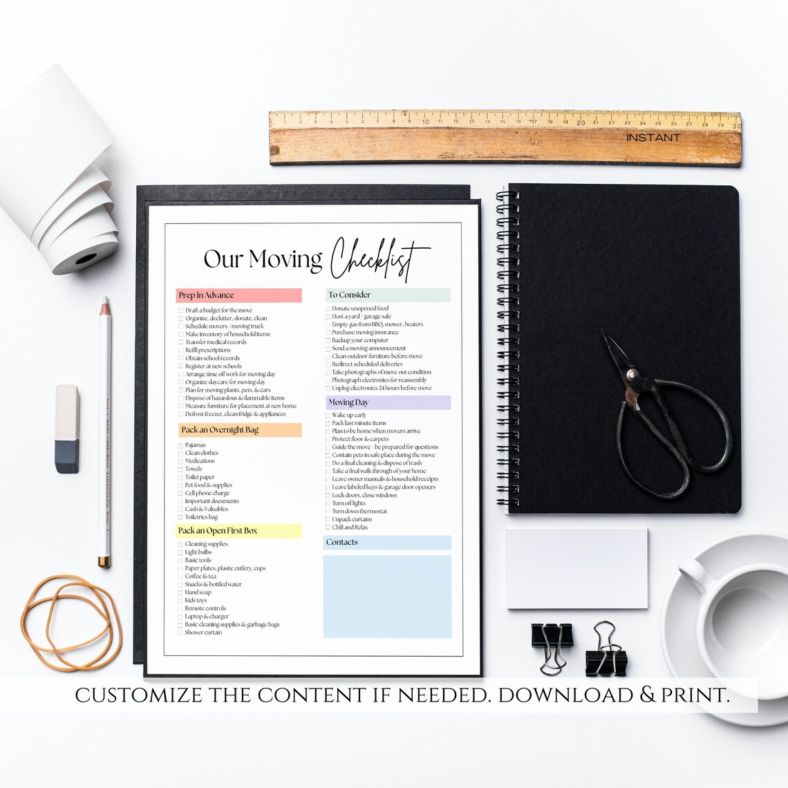 Editable Moving Checklist, Printable Moving Planner, Relocation to Do ...