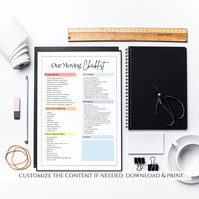 Editable Moving Checklist, Printable Moving Planner, Relocation to Do ...