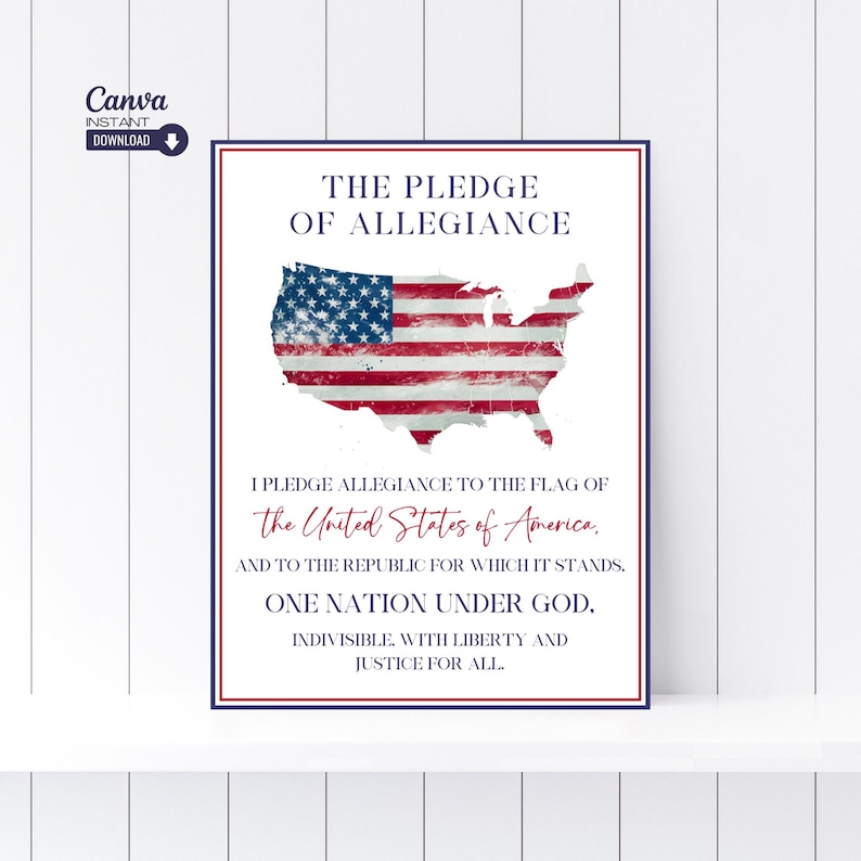 Pledge of Allegiance Classroom Poster: American Flag Printable (digital ...