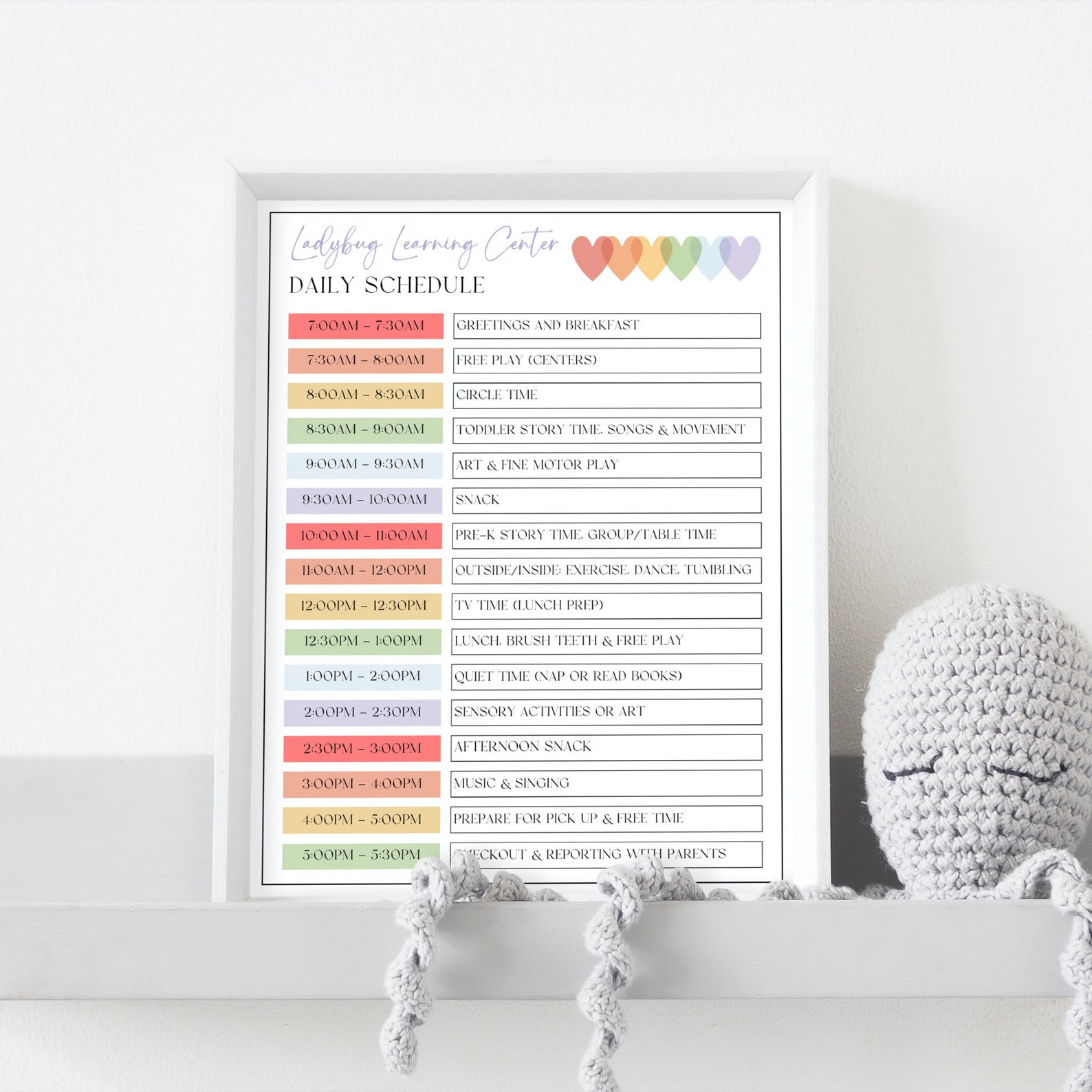 Editable Daily Daycare Schedule Template, Printable Home Daycare Form ...