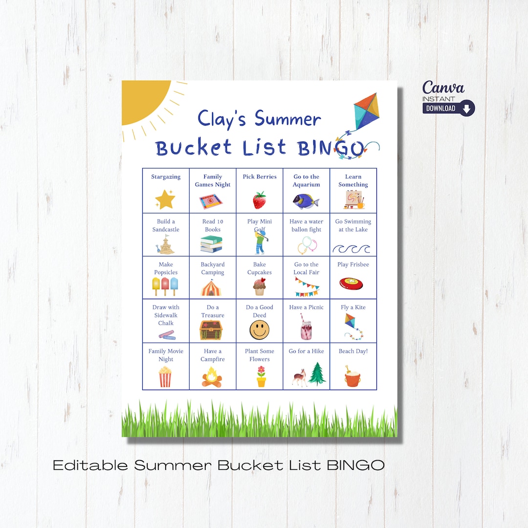 Editable Summer Bucket List Bingo: Family Activity Planner (digital ...