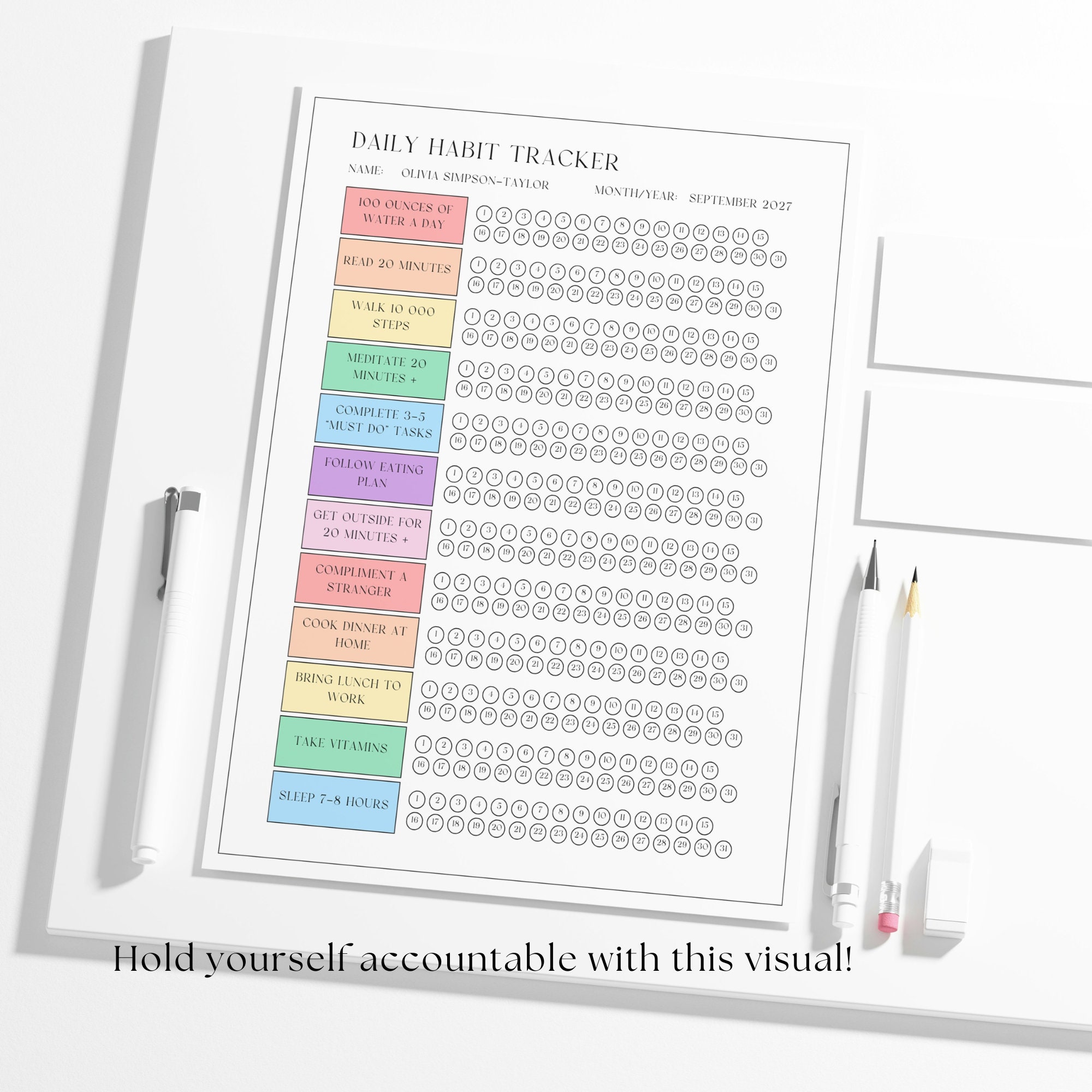 Editable Habit Tracker Template, Printable Daily Habit Planner ...