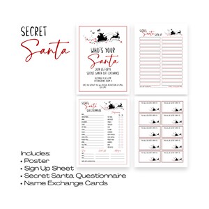 Editable Secret Santa Gift Exchange Templates, Printable Christmas Gift ...