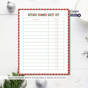 Editable Christmas Potluck Sign up Sheet Template, Printable Holiday ...