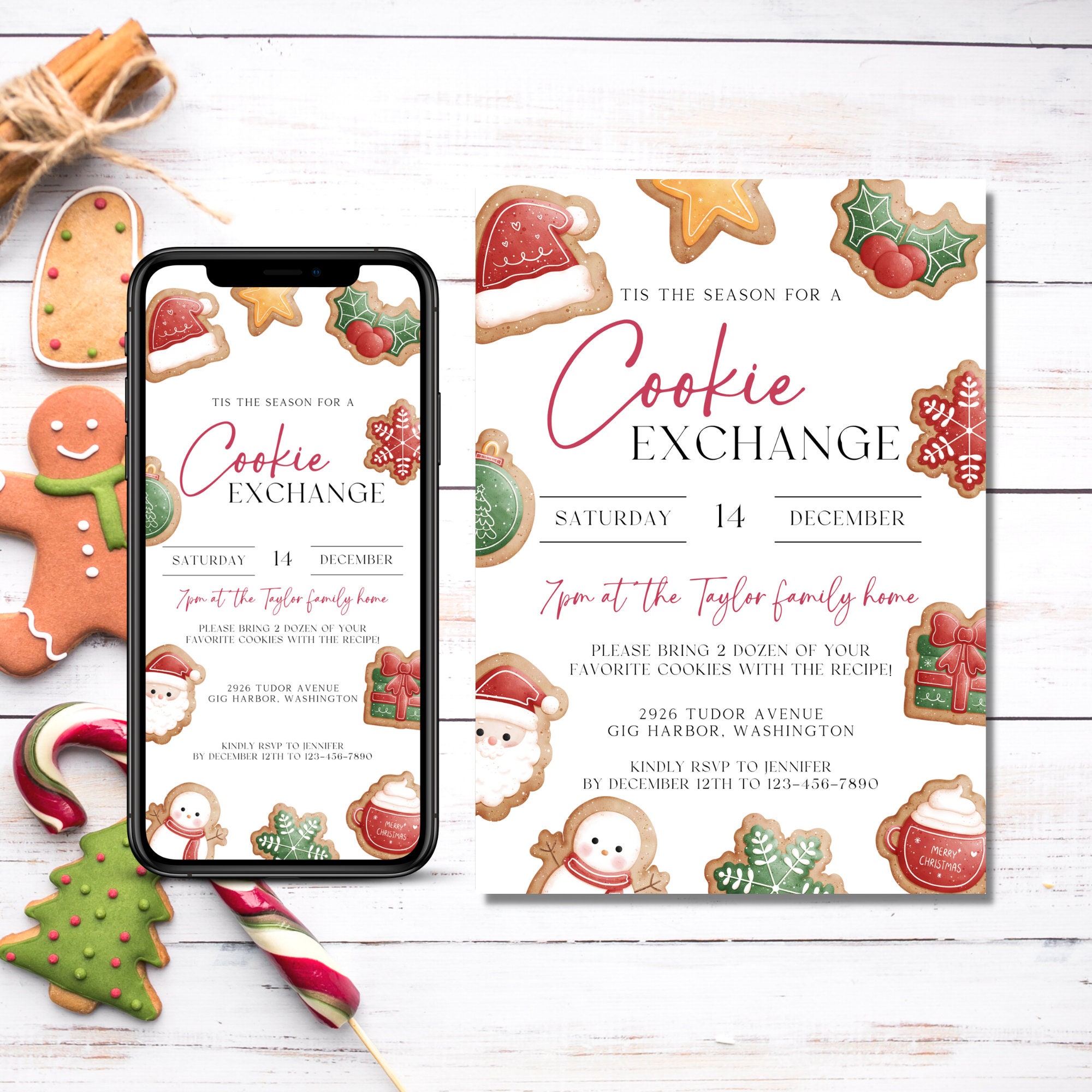 Editable Cookie Exchange Invitation: Christmas Baking Party (digital ...