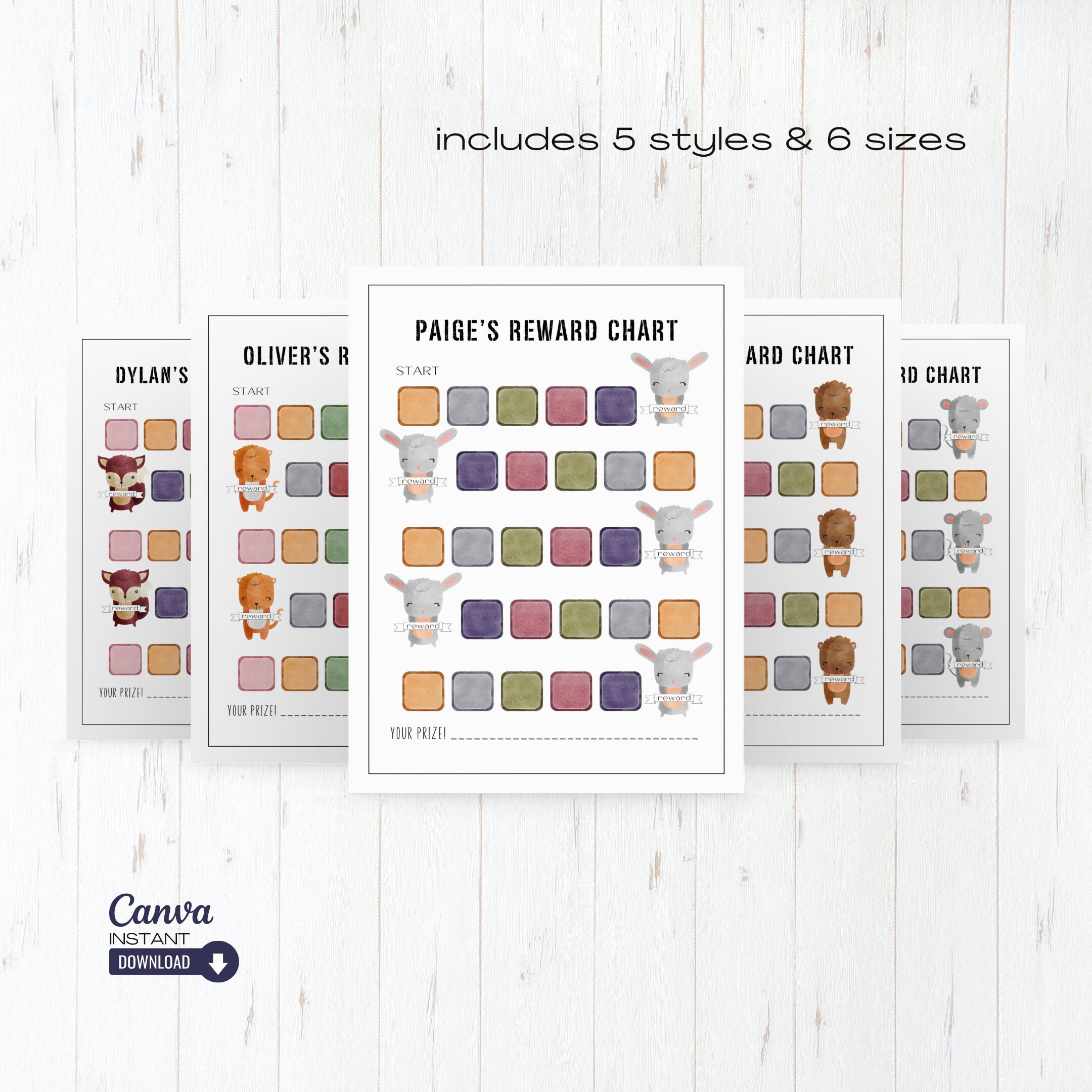 Editable Kids Reward Charts, Printable Responsibility Charts, Toddler ...