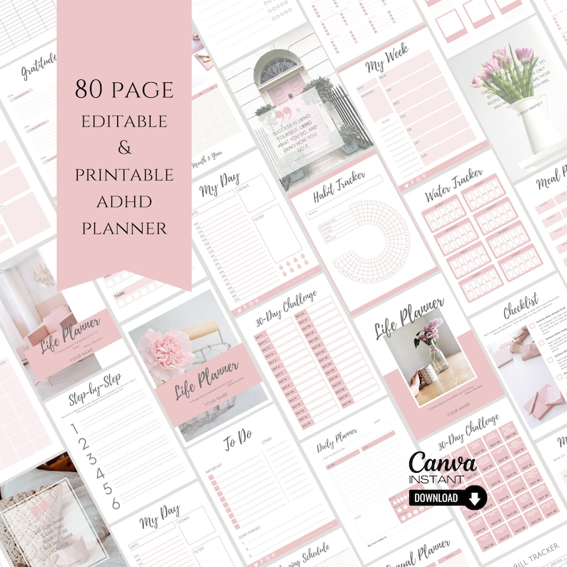 Editable ADHD Planner Template, Printable ADHD Journal, Digital Adhd ...