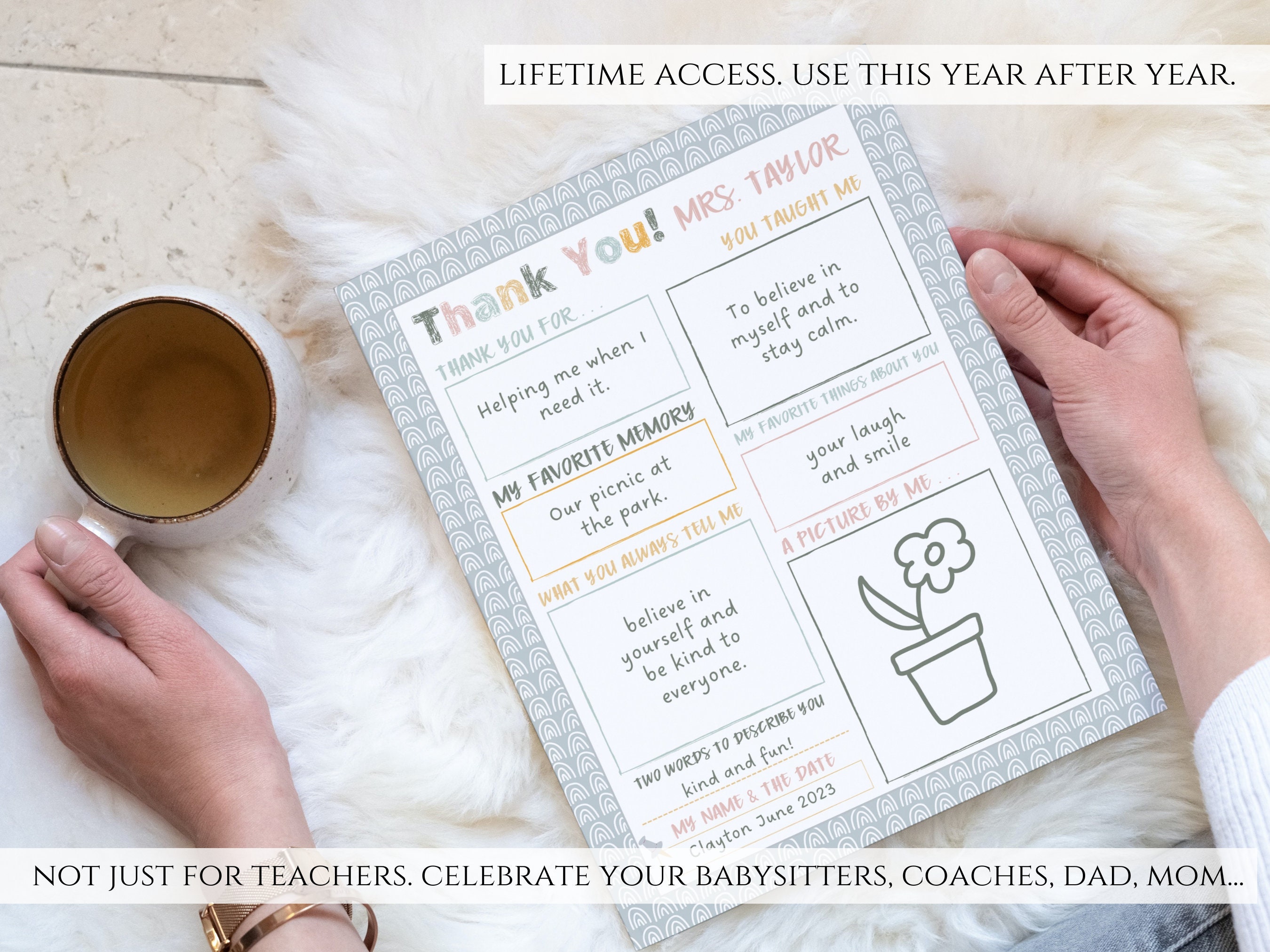 Printable Teacher Appreciation Gift, Editable All About Teacher ...