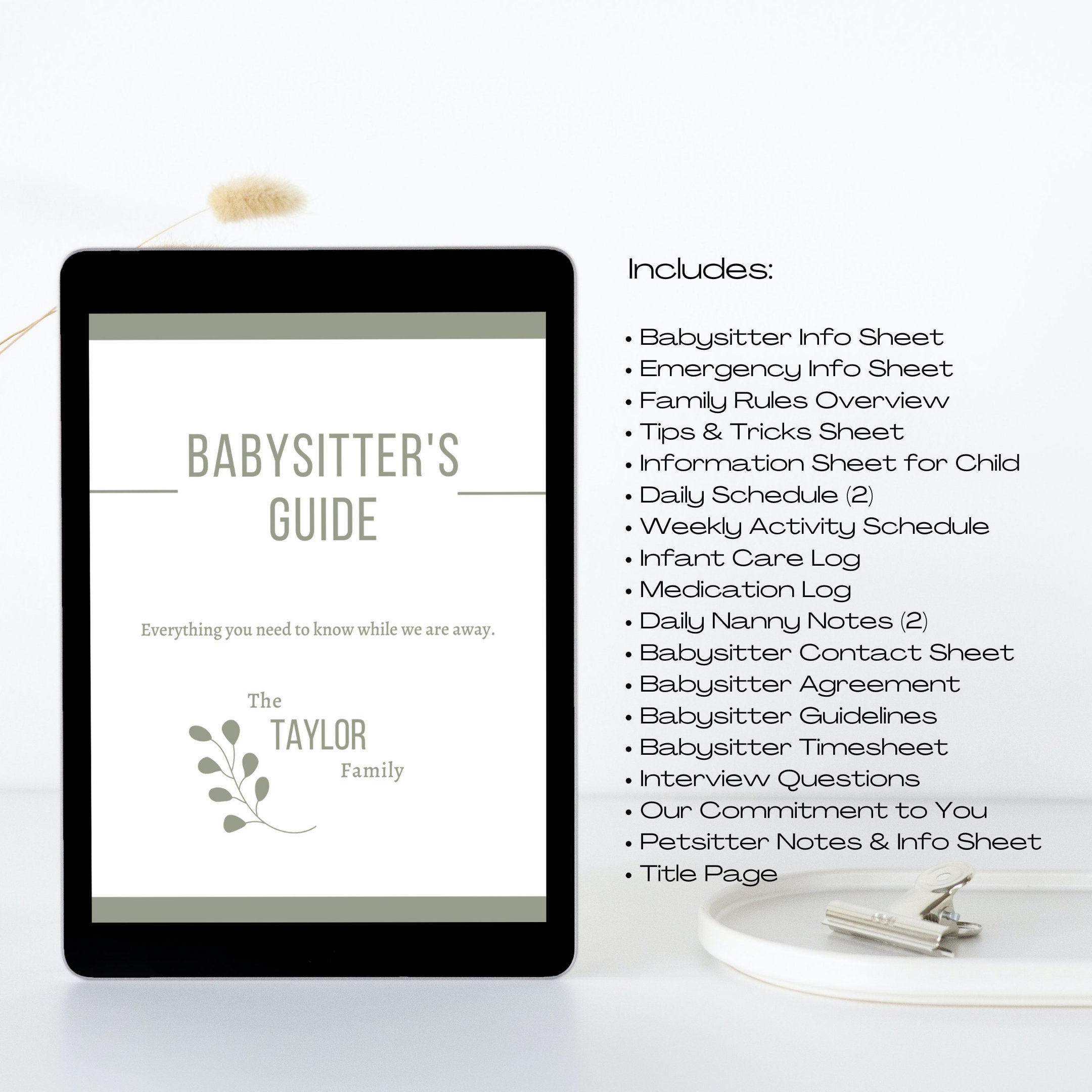 Editable Babysitter Planner: 20-page Babysitting Guide (printable Canva ...
