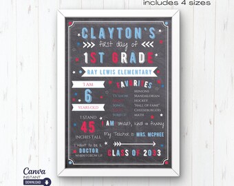 Editable First Day of School Sign, Reusable Back to School Chalkboard ...