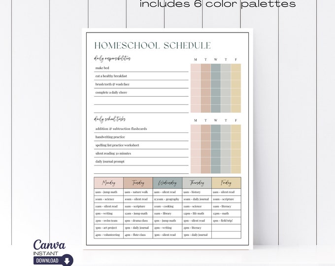 Editable Homeschool Schedule Template, Printable, Editable ...