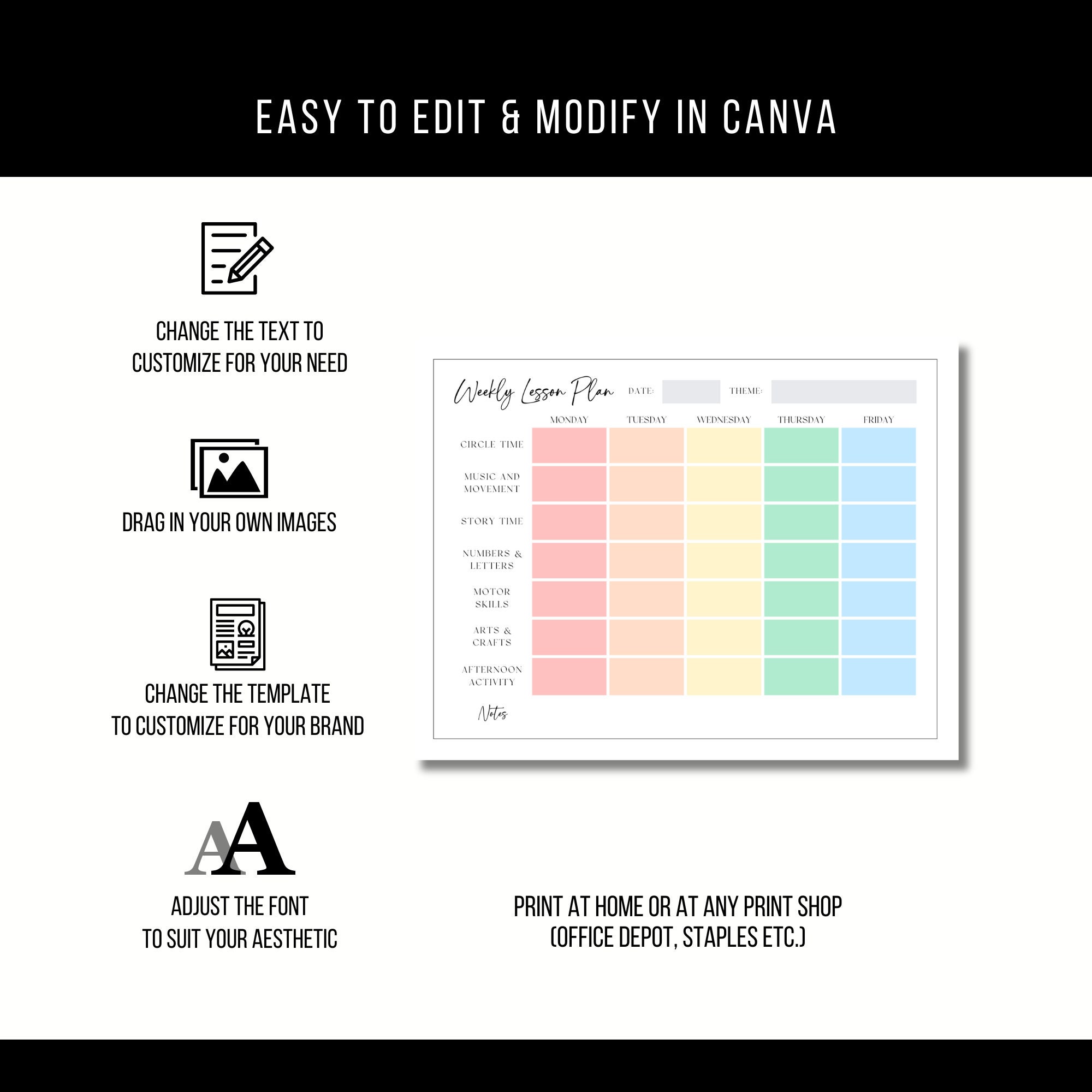 Editable Weekly Lesson Plan Schedule: Homeschool Teacher Planner ...